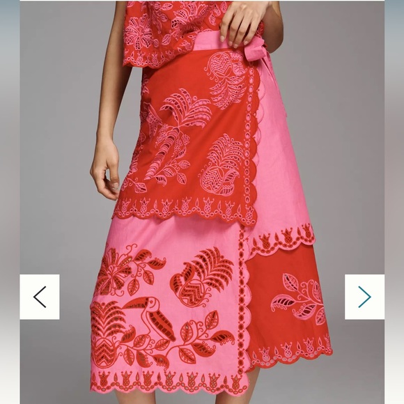 FARM Rio | Skirts | Farm Rio Red Palm Tree Richelieu Wrap Midi Skirt ...